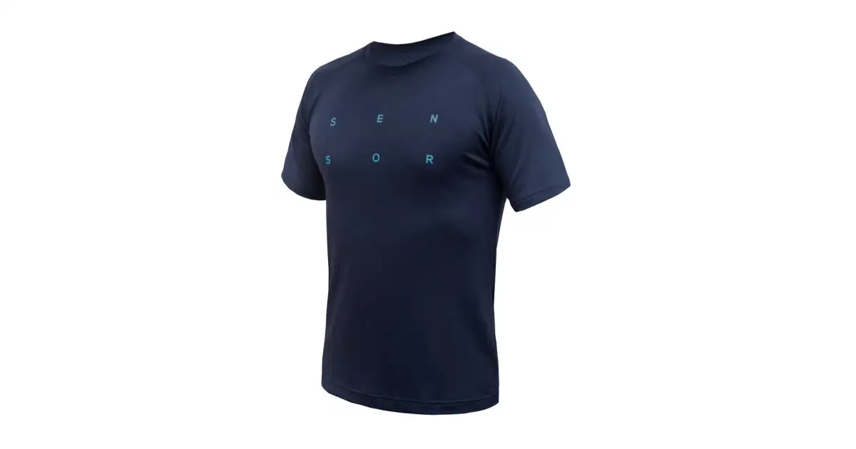 Sensor Merino Blend Typo men's T-shirt short sleeve Deep Blue | Koloshop